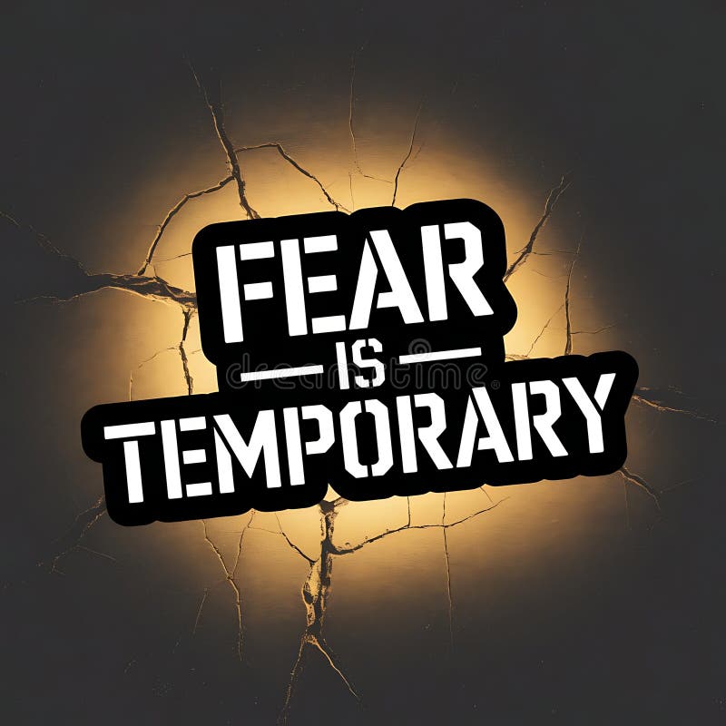 Fear is Temporary Cracked Concrete Texture with Stencil Font, Grayscale ...