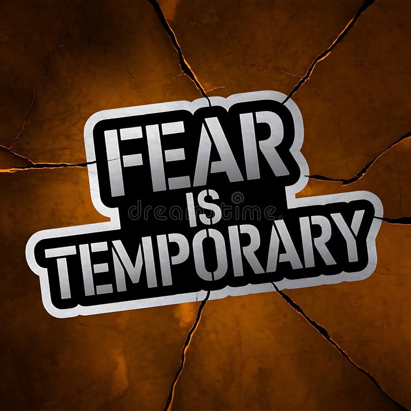 Fear is Temporary Cracked Concrete Texture with Stencil Font, Grayscale ...