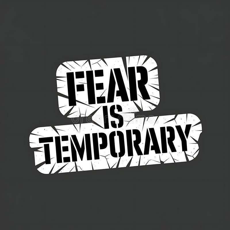 Fear is Temporary Cracked Concrete Texture with Stencil Font, Grayscale ...