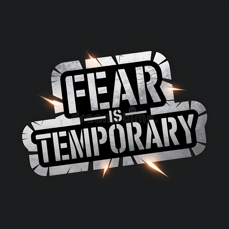Fear is Temporary Cracked Concrete Texture with Stencil Font, Grayscale ...