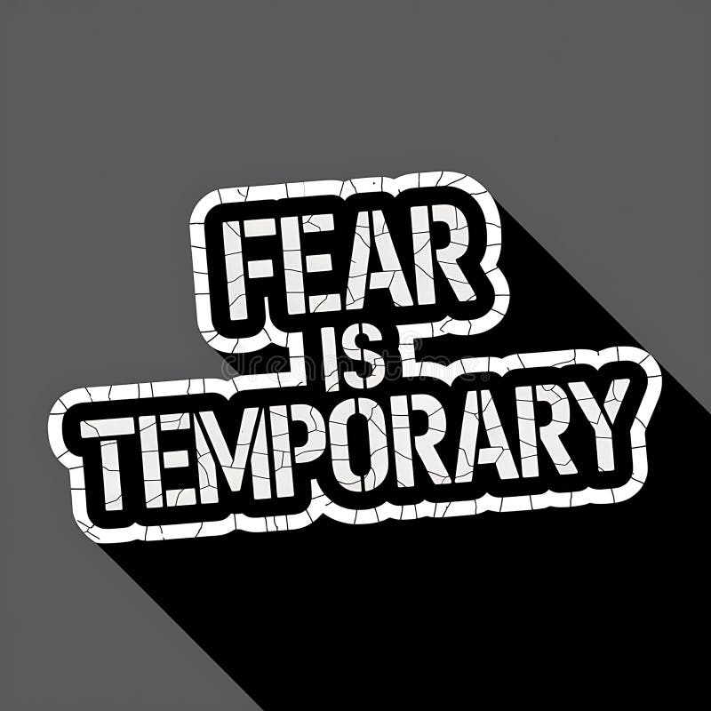 Fear is Temporary Cracked Concrete Texture with Stencil Font, Grayscale ...