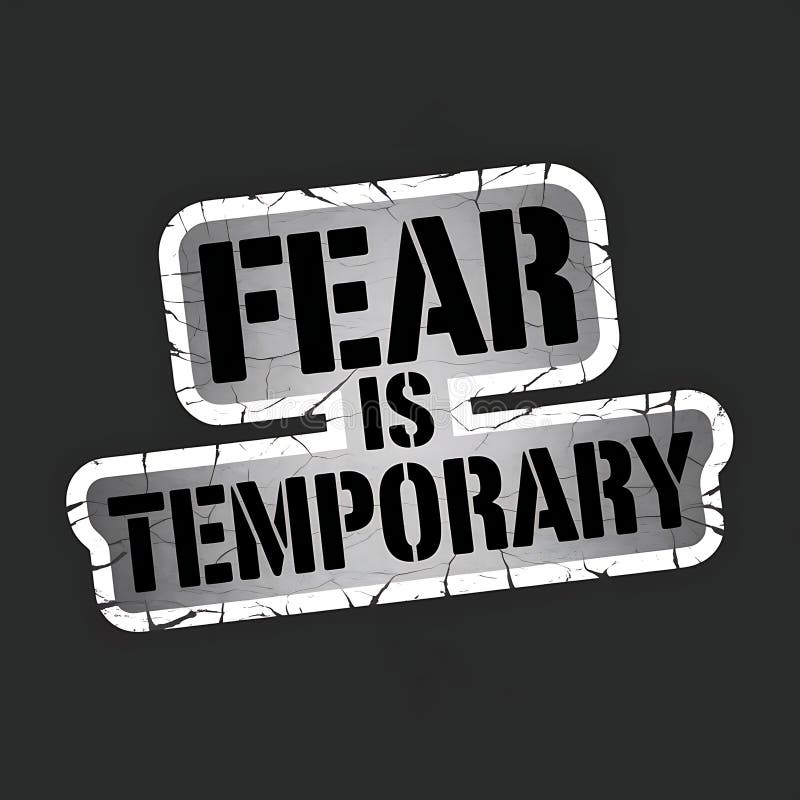 Fear is Temporary Cracked Concrete Texture with Stencil Font, Grayscale ...