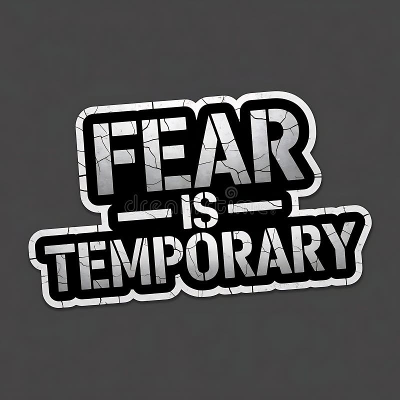 Fear is Temporary Cracked Concrete Texture with Stencil Font, Grayscale ...