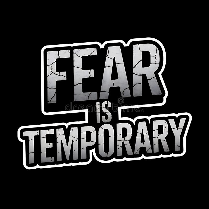 Fear is Temporary Cracked Concrete Texture with Stencil Font, Grayscale ...
