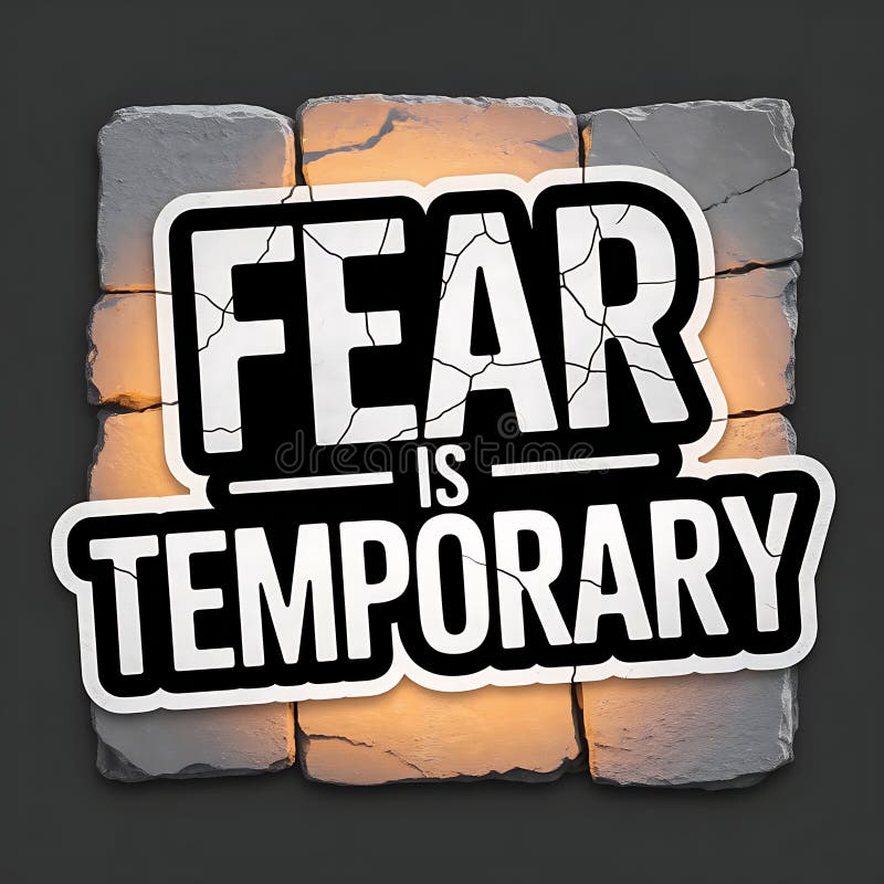 Fear is Temporary Cracked Concrete Texture with Stencil Font, Grayscale ...