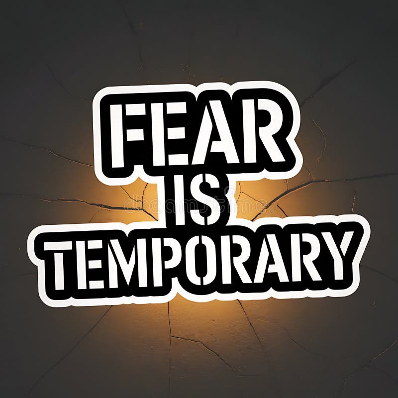 Fear is Temporary Cracked Concrete Texture with Stencil Font, Grayscale ...