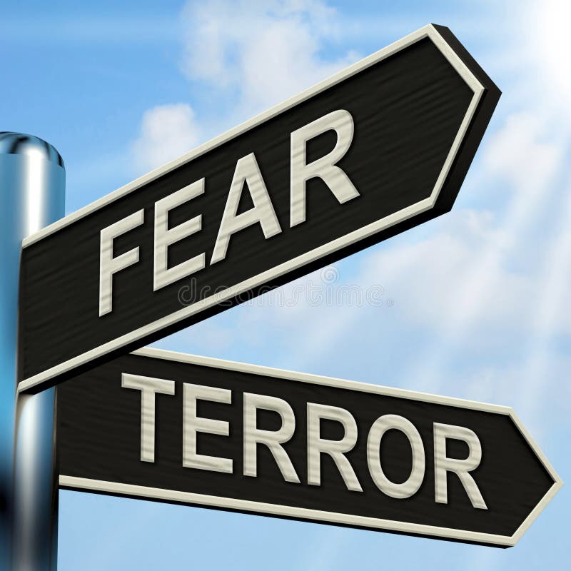 Fear Terror Signpost Shows Frightened and Terrified Stock Illustration ...