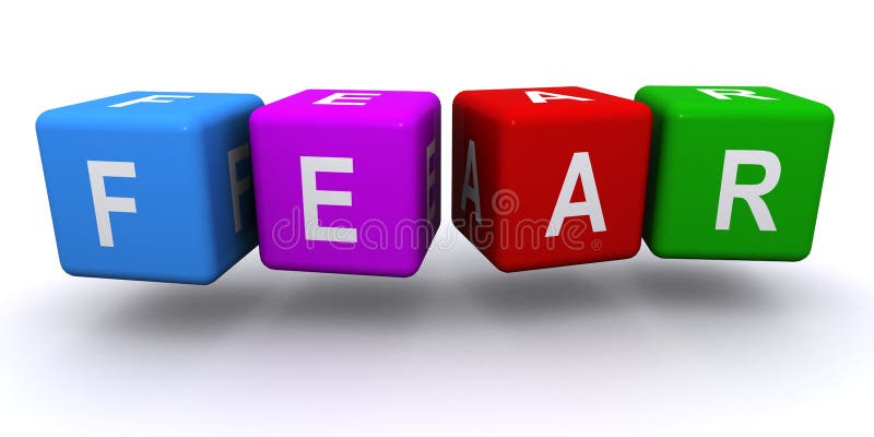 Fear word block on white stock illustration. Illustration of emotion ...