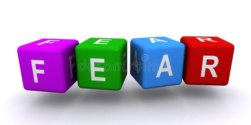 Fear word block on white stock illustration. Illustration of emotion ...