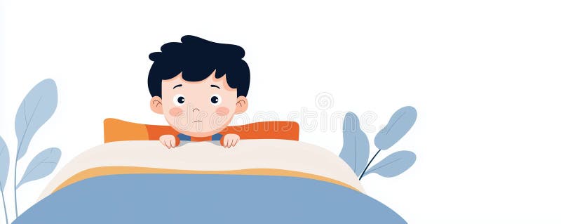 Fearful Boy Looking Under Bed, Spooky Atmosphere, Flat Design ...