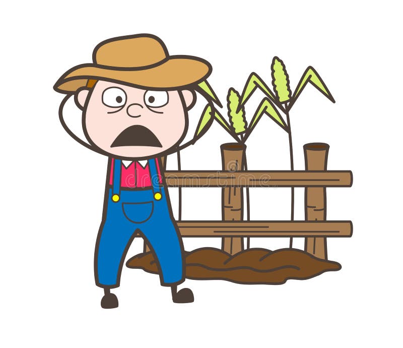 Fearful Cartoon Farmer Face Vector Stock Illustration - Illustration of fail, afraid: 102546867