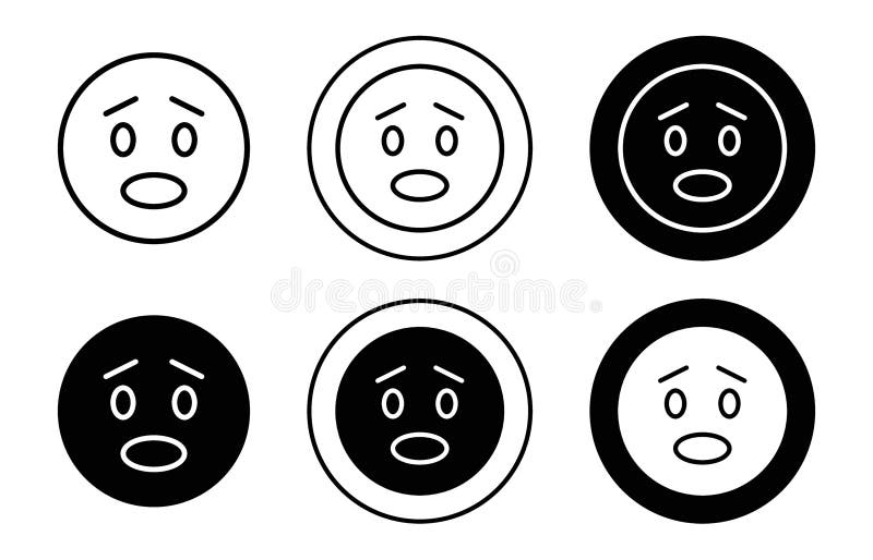 Fearful Face Emoticon Icon Outline Flat Icon Stock Illustration ... Fearful Face Emoticon Icon Outline Flat Icon Stock Illustration ...