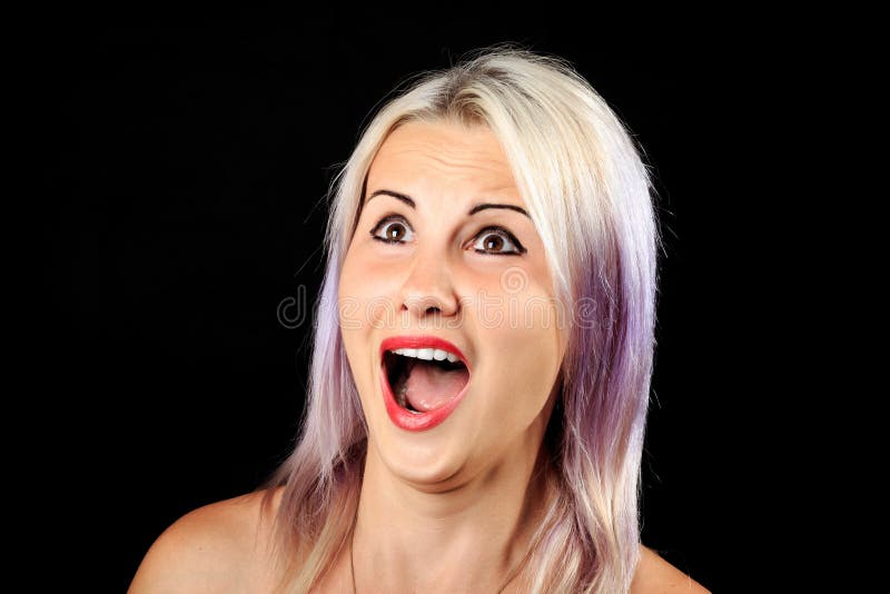 Scared Female Face Expression, Screaming Girl Stock Photo - Image of ...