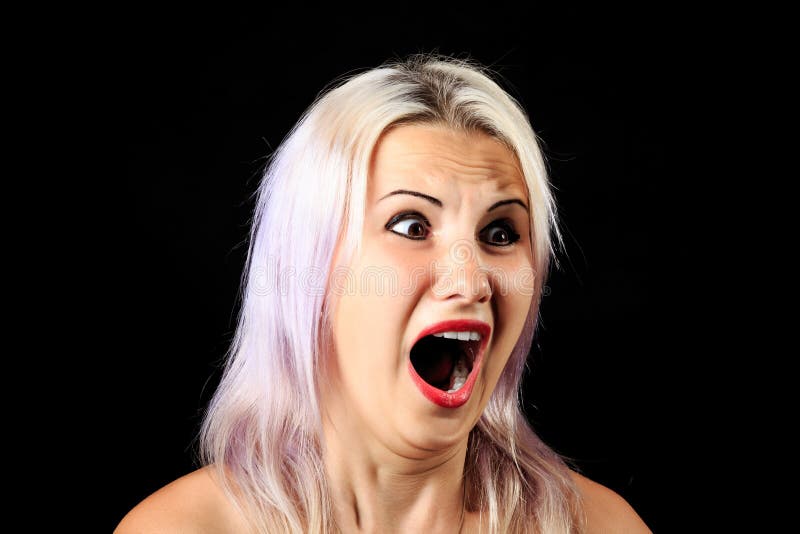 Scared Female Face Expression, Screaming Girl Stock Photo - Image of ...