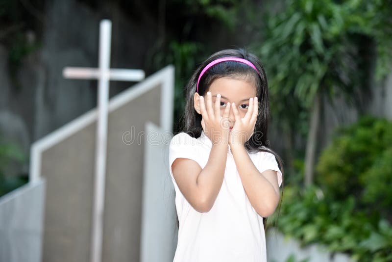 Fearful Female Juvenile and Cross Stock Photo - Image of afraid, scared ...