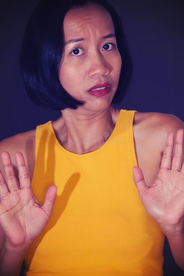 A Fearful Youthful Indonesian Person Isolated Stock Photo - Image of ...