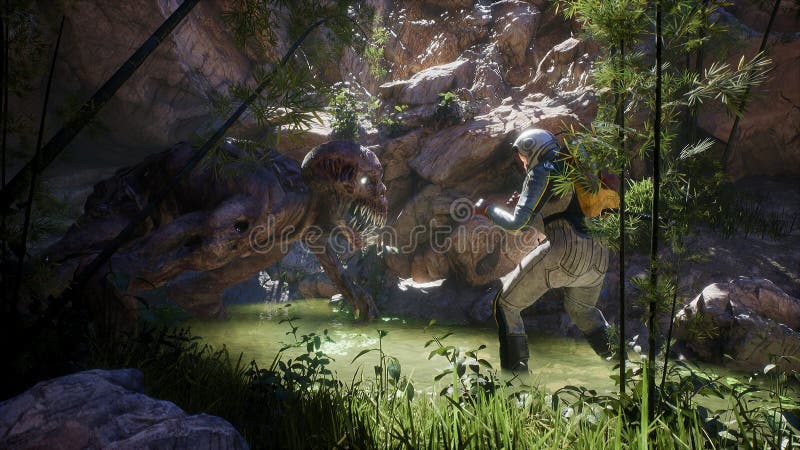 A Fearless Astronaut Battles a Terrifying Alien Monster on an Alien ...