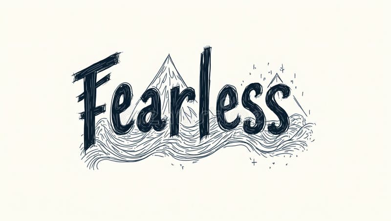Fearless in Bold Tall Letters with Outlined Effect Amid Mountain and ...
