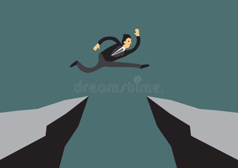 Fearless Brave Businessman Jumping Over a Cliff To Reach His Tar Stock ... Fearless Brave Businessman Jumping Over a Cliff To Reach His Tar Stock ...