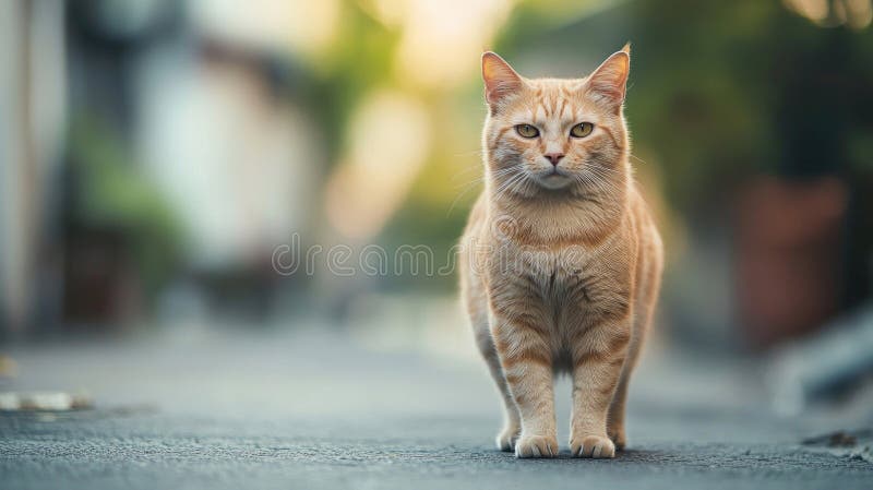 A Fearless Cat Standing Boldly with an Intense Gaze Stock Illustration ...