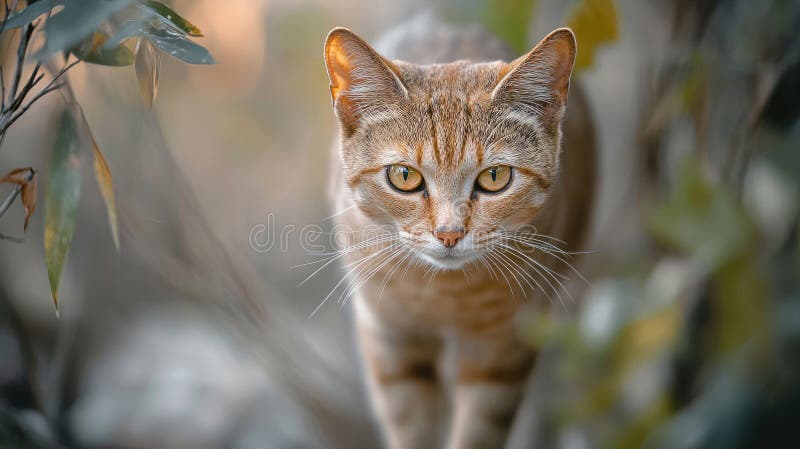 A Fearless Cat Standing Boldly with an Intense Gaze Stock Illustration ...