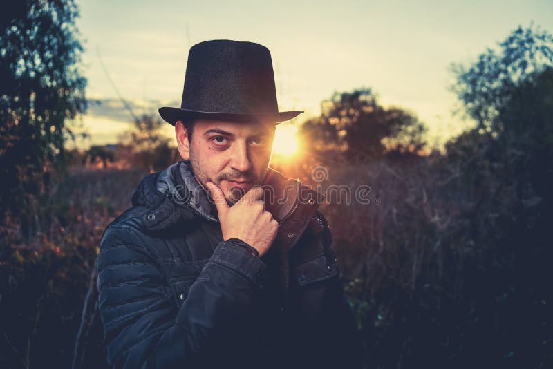Dramatic Man Portrait Outdoors Stock Image - Image of angry, outdoors ...