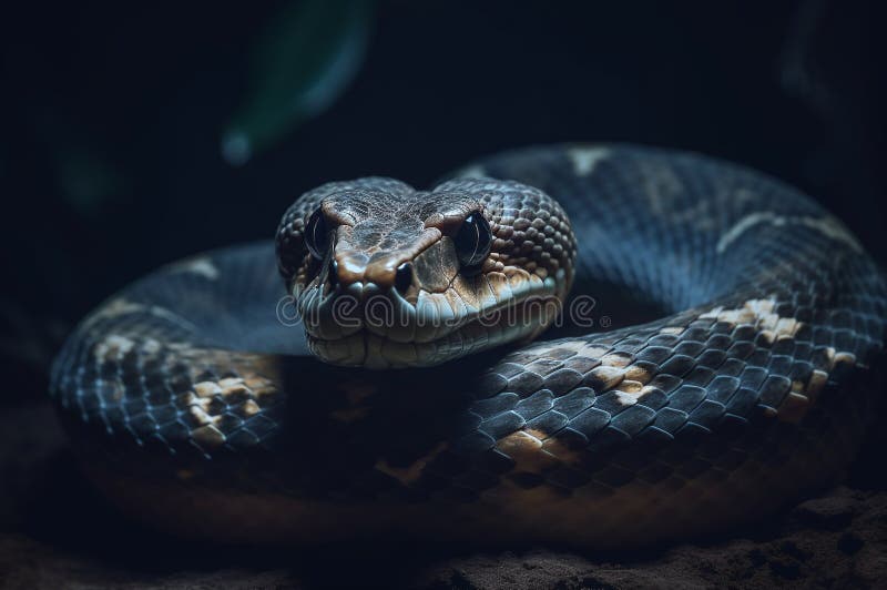 Fearless Snake Portrait in the Night Time Looking at the Camera Stock ...
