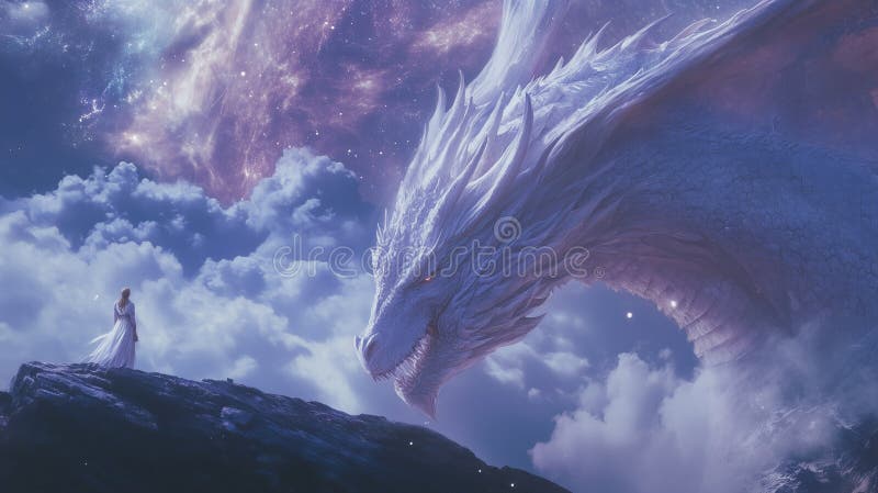 Fearless Warrior Faces Colossal Roaring Dragon Stock Image - Image of ...