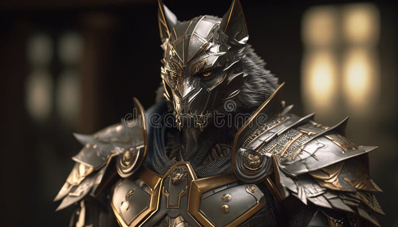 Fearless Wolf Wearing Armor Digital Art Illustration, Generative AI ...