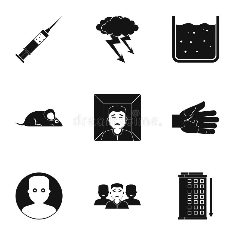 Fears And Phobias Icon Set, Simple Style Stock Vector - Illustration of ...