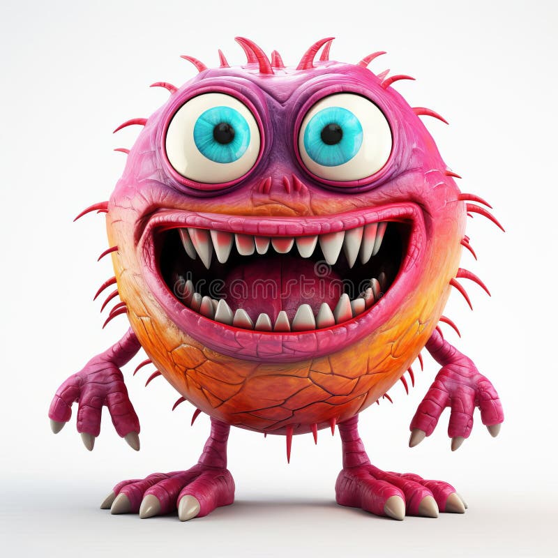 Vibrant Cartoon-style 3d Monster Creature on White Background Stock ...
