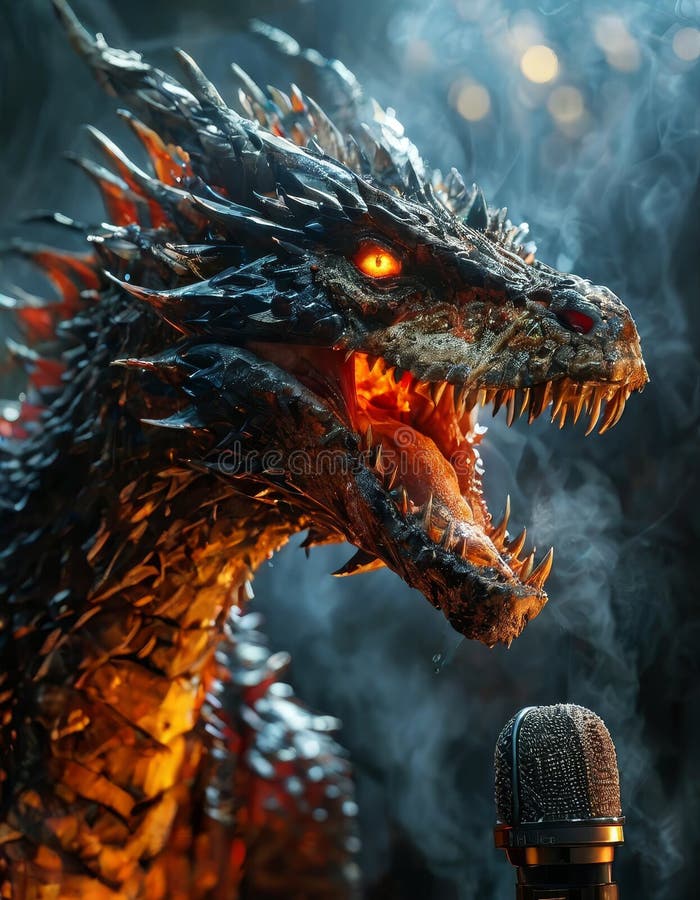 Fearsome Dragon Roaring in a Dramatic Smoky Setting Stock Photo - Image ...