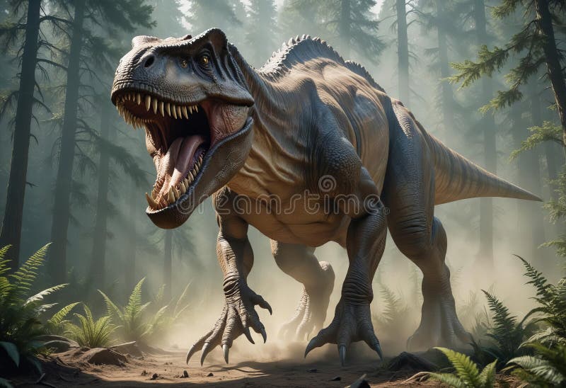 A Fearsome Encounter with the Mighty T.rex in the Wild Stock ...