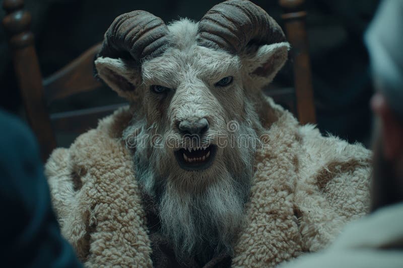 Fearsome Goat with Horns and Sharp Teeth Stock Illustration ...