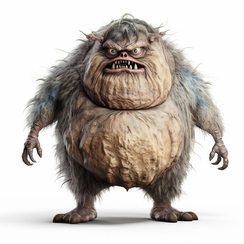 Fearsome Gray Brown Monster with Sharp Teeth Revealed Stock ...