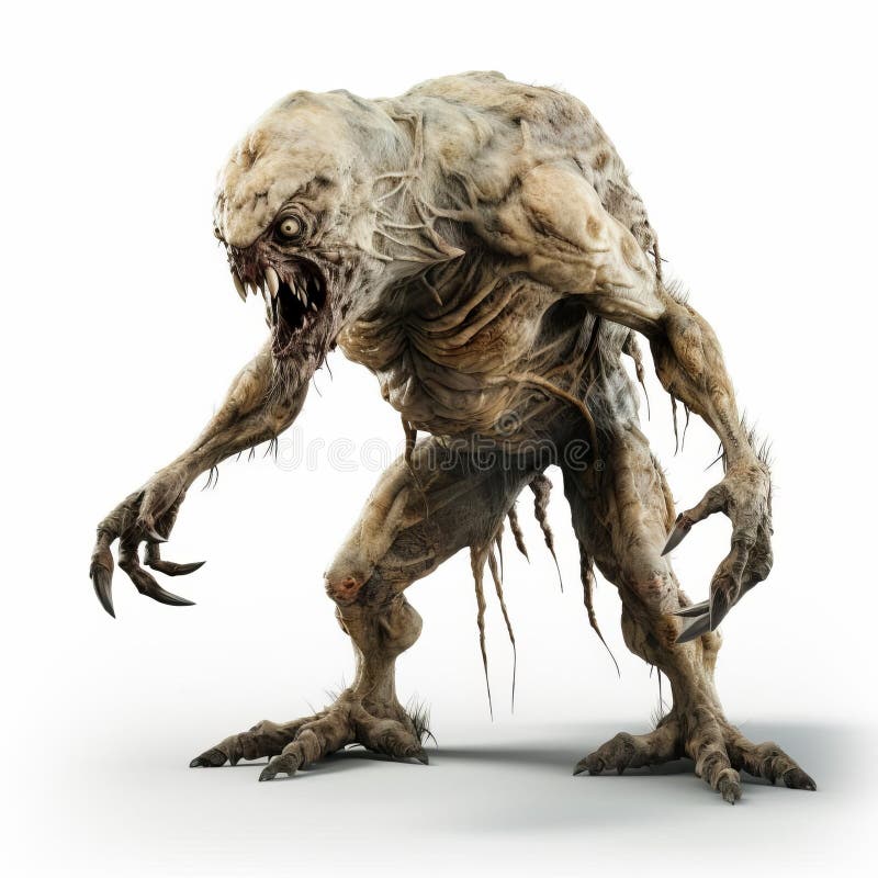 Fearsome Real Monster Creature on White Background, Full Body Stock ...