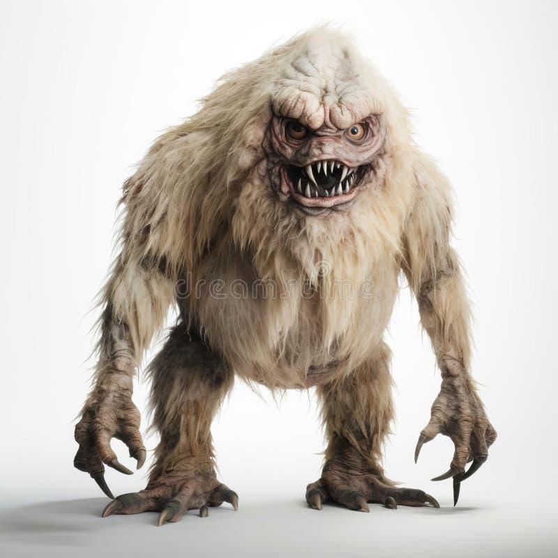 Fearsome White Monster with Sharp Teeth and Claws Illustrated Stock ...