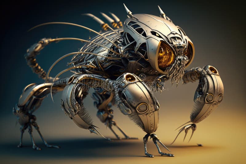 Fearsome, Wired, Mechanical Creature Aggressive, Metallic ...
