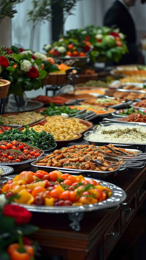 Feast Array a Captivating View of Assorted Dishes on Buffet Stock ...