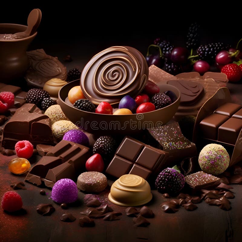 Feast of Chocolate Temptations Stock Illustration - Illustration of ...