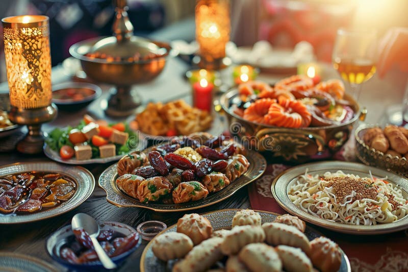 Feast of Delights a Table Spread with Traditional Middle Eastern ...