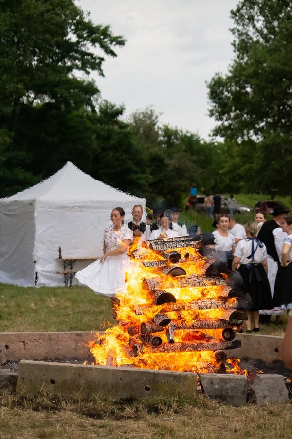 Feast of St. John in Slovakia. Big Fire Burning Editorial Stock Photo ...