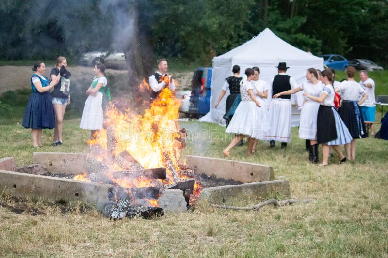 Feast of St. John in Slovakia. Big Fire Burning Editorial Image - Image ...