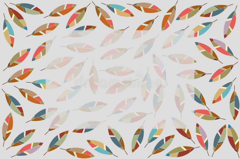 Multicolor Feather Pattern Design on Light Grey Background Stock Vector ...