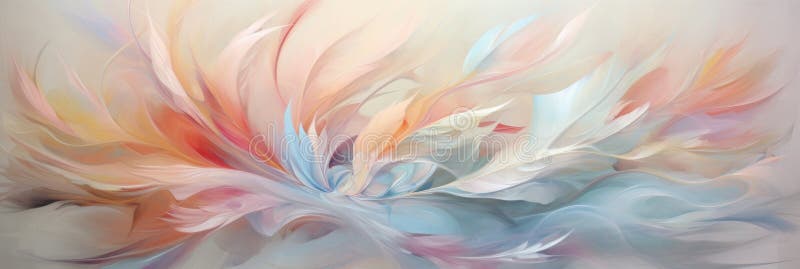 Feather Abstract Art with Soft Pastel Color Palette. Gentle Fluid Forms ...