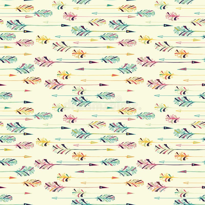 Feather Arrow Seamless Pattern Stock Vector - Illustration of fabric ...