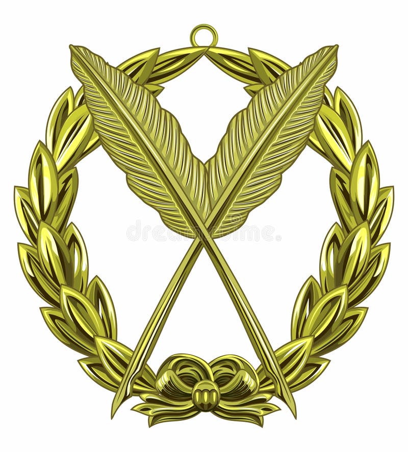 Feather badge stock illustration. Illustration of ribbon - 49417297