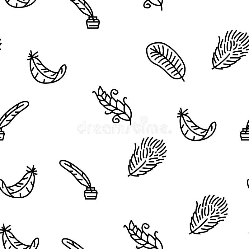 Feather Bird Soft Quil Fluffy Vector Seamless Pattern Stock Vector ...