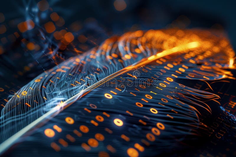 A Feather with a Bunch of Numbers on it Stock Photo - Image of modern ...