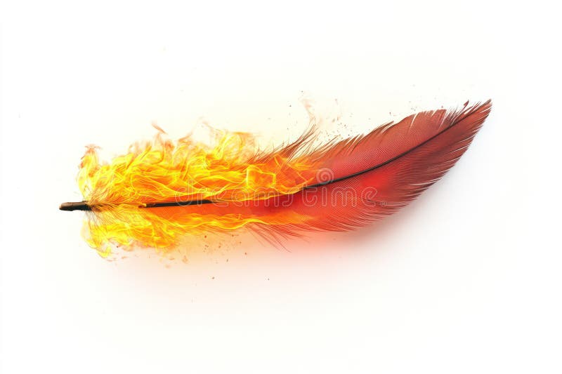 Feather Burning with Flames on Dark Dramatic Background Stock Photo ...
